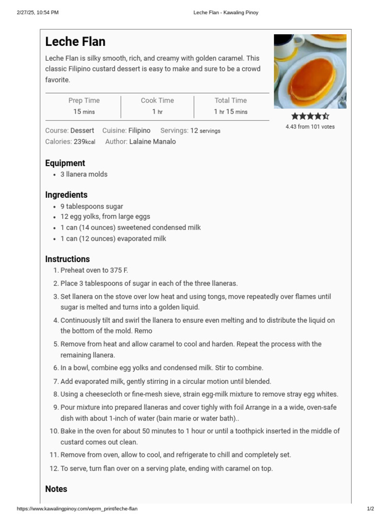 Leche Flan - Kawaling Pinoy | PDF | Custard | Foods