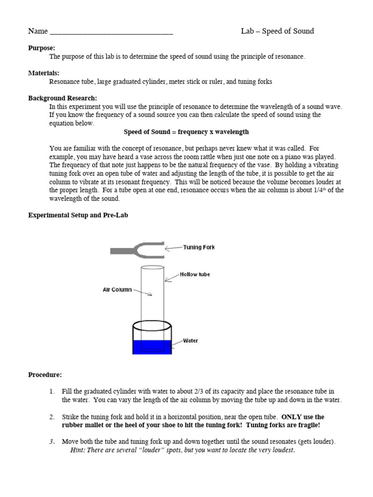 Speed of Sound in Air Lab | PDF | Physical Quantities | Acoustics