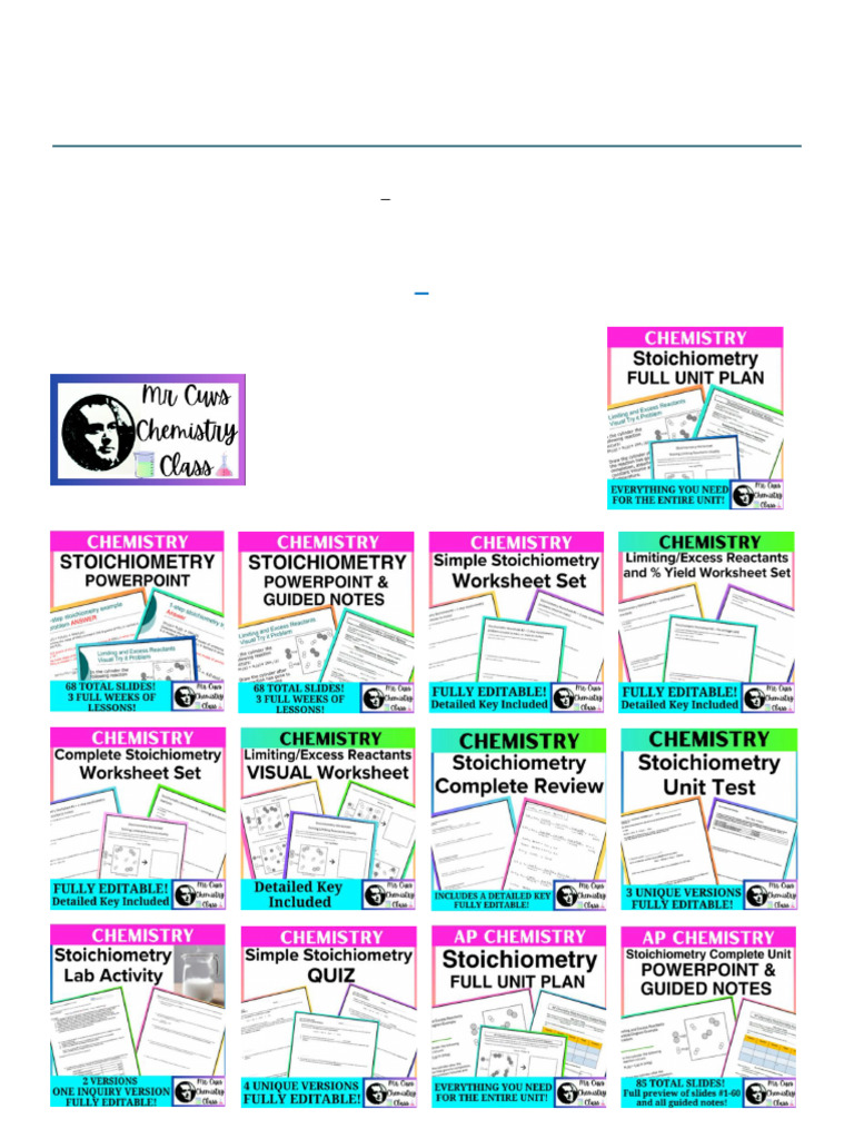 Stoichiometry Unit Flowcharts | PDF