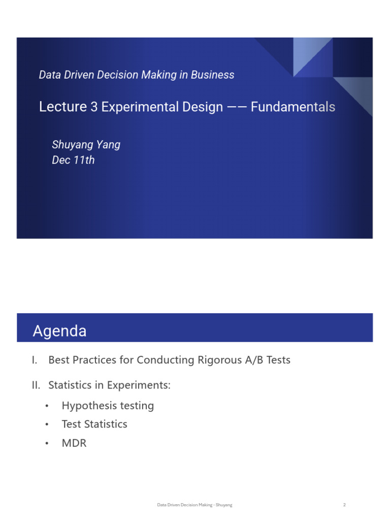 DDDM_Lecture3_ExperimentBasics_Dec11 | PDF | Type I And Type Ii Errors ...