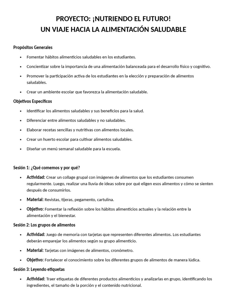 Proyecto de Alimentación Saludable | PDF | Alimentos | Huerta
