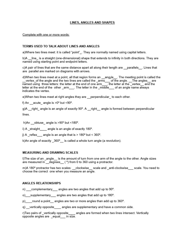 Understanding Lines, Angles, and Shapes | PDF