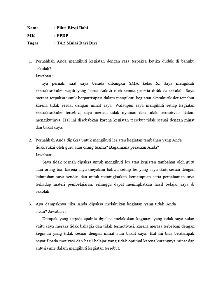 PPDP T4.2 Mulai Dari Diri_Fikri (2) (1) | PDF PPDP T4.2 Mulai Dari Diri_Fikri (2) (1) | PDF