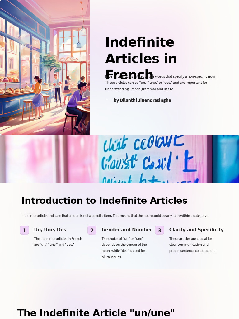 Indefinite Articles in French | PDF | Grammatical Gender | Grammatical ...