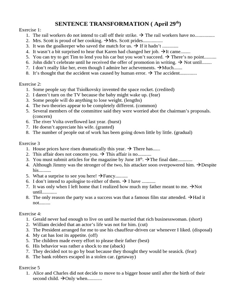 Sentence Transformation 29 4 | PDF