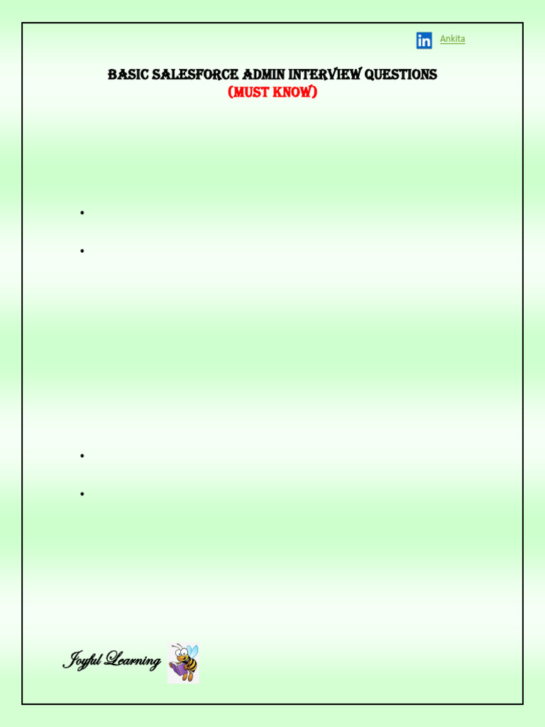 Basic Salesforce Admin InterviewTopics and Questions 1738263104 | PDF | Metadata | Computing