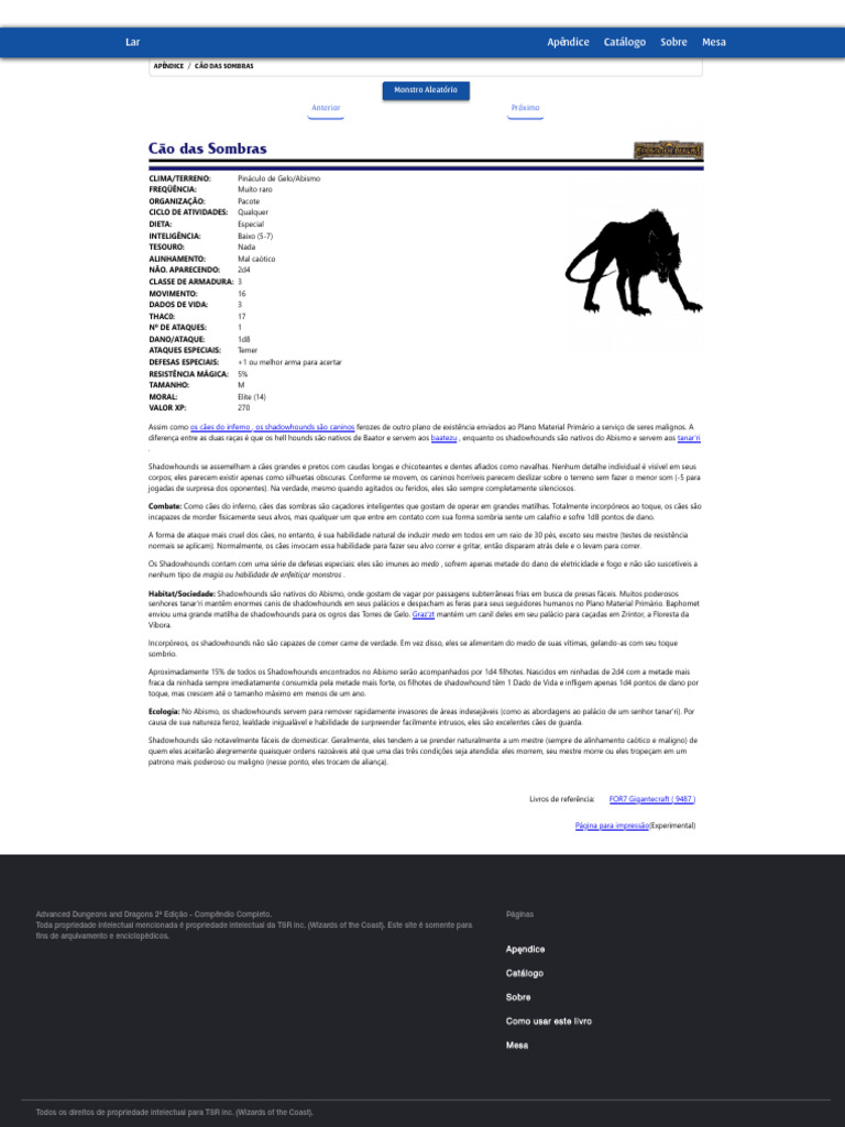 Shadowhound - Compêndio Completo de AD&D | PDF | Cães