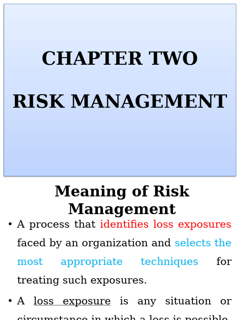 Risk Management and Insurance Chapter 2 | PDF | Risk Management | Risk
