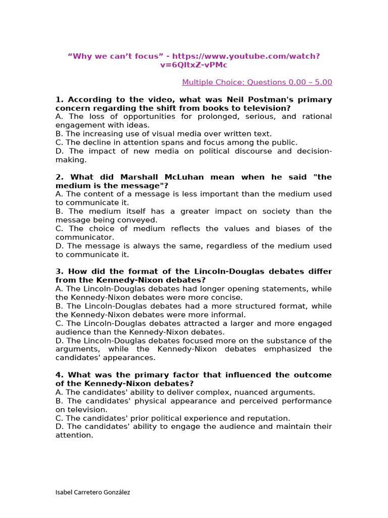 C1 - C2 Listening Why we cant focus | PDF | Experience | You Tube