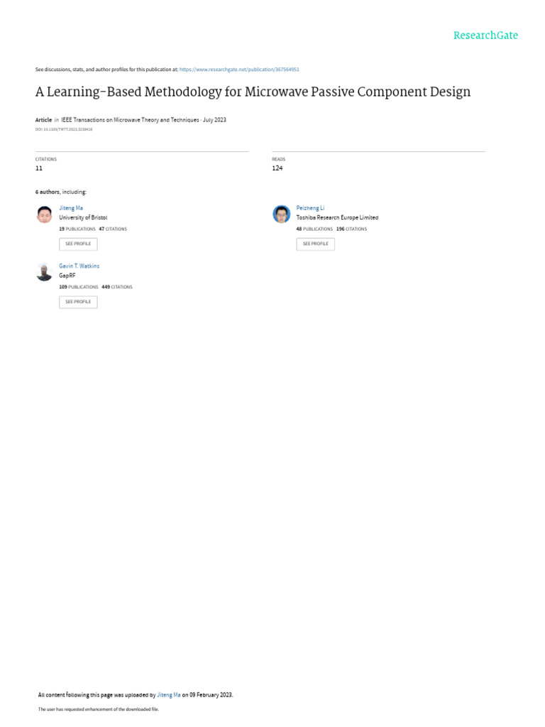 A Learning Based Methodology For Microwave Passive Component Design For ...