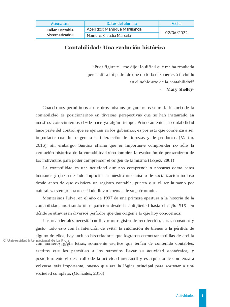 Origen, Evolución e Importancia de La Contabilidad | PDF | Contabilidad | Conocimiento