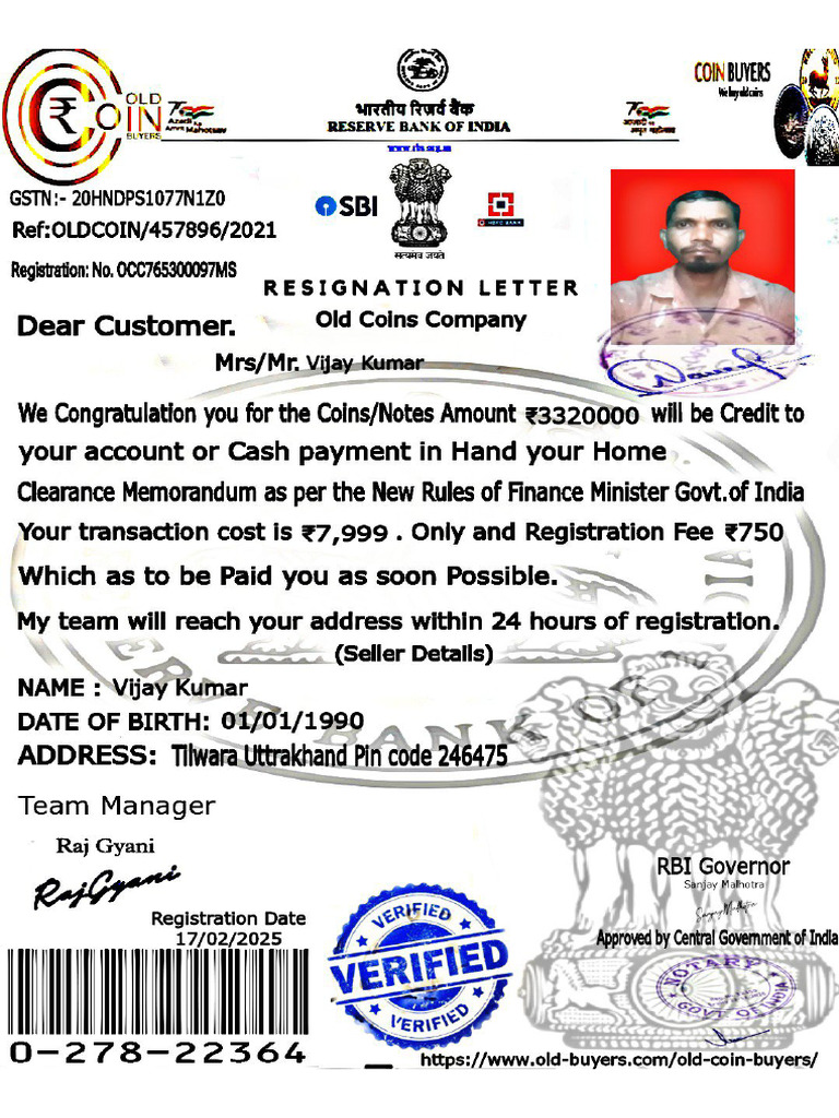 Registration of Vijay Kumar | PDF