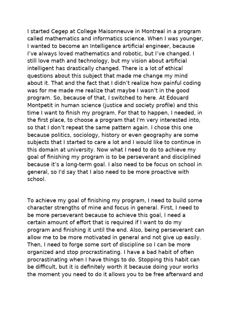 I Started Cegep at College Maisonneuve in Montreal in A Prog | PDF