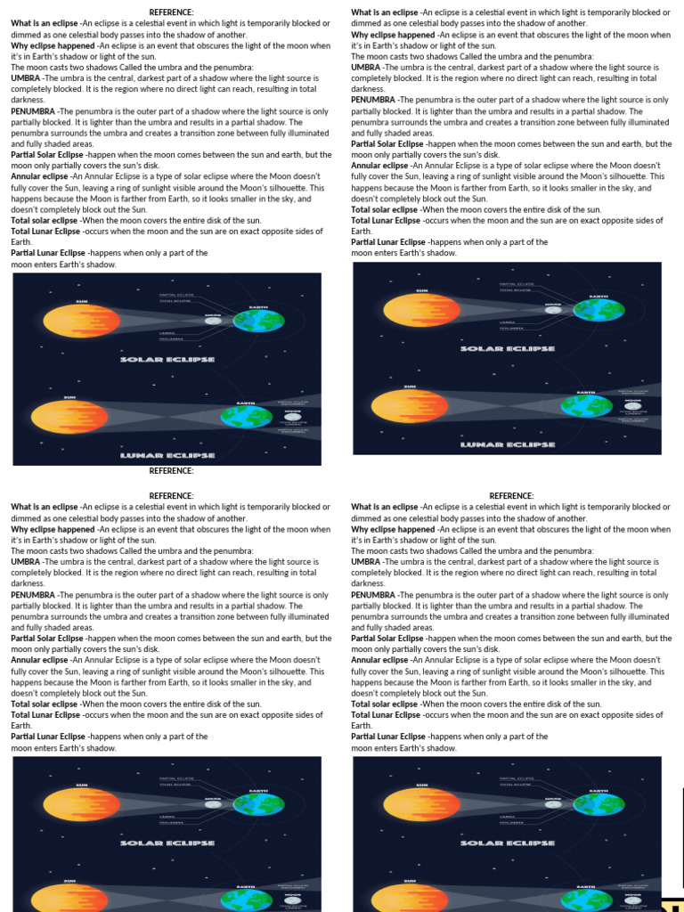 Handouts Reference Attached To ACTIVITY CARDS For Students | PDF | Solar Eclipse | Shadow