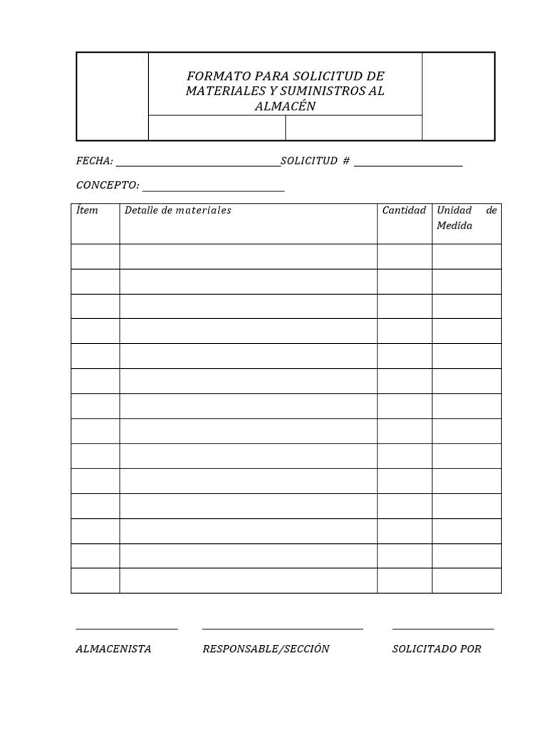 Solicitud Materiales Almacen | PDF