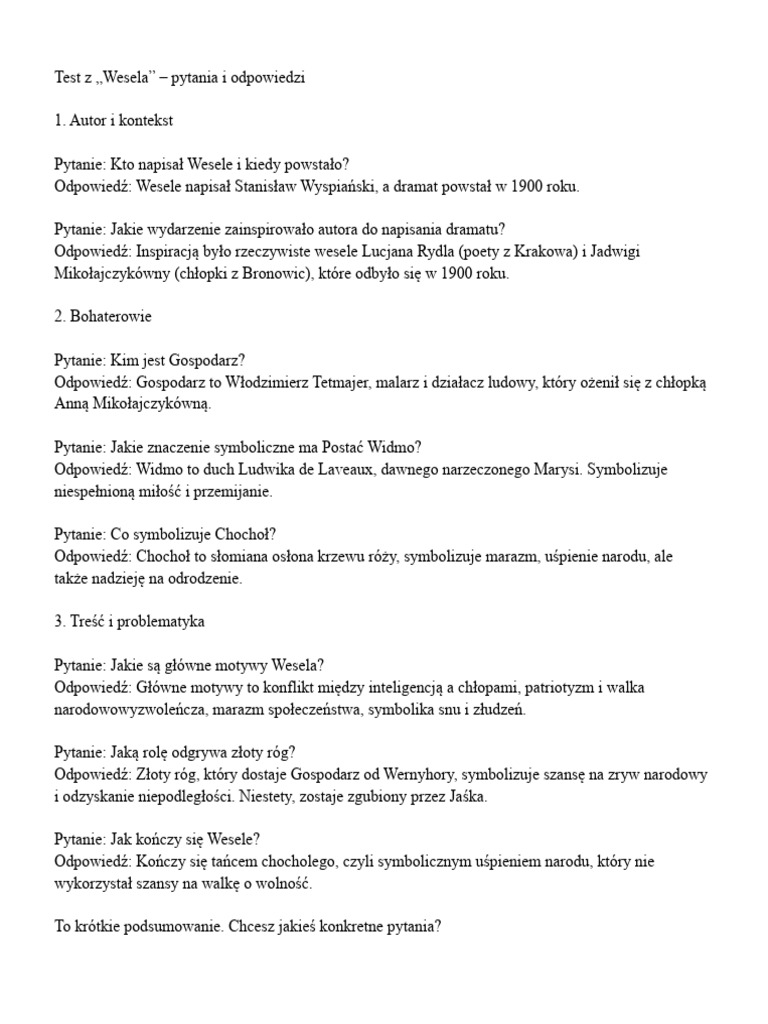 Wesele Test | PDF