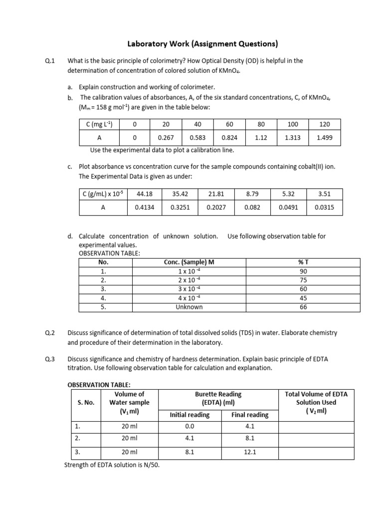 Applied Chemistry Lab Assignment | PDF | Titration | Chemistry