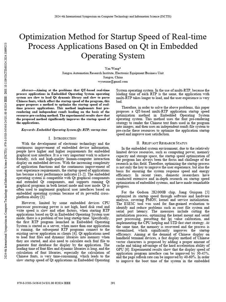 Optimization Method For Startup Speed of Real-Time Process Applications Based On QT in Embedded ...