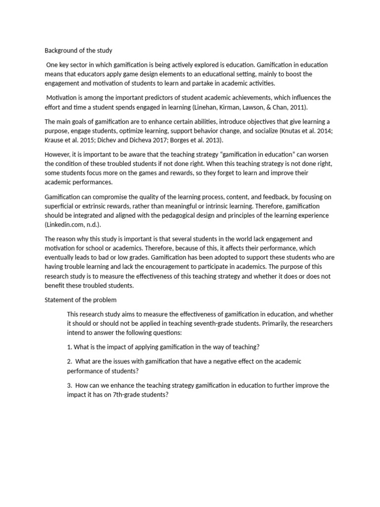 Background of The Study and Statement of The Problem | PDF ...