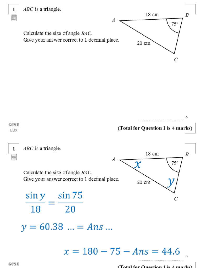 Sine Rule Higher Exam Questions EDX | PDF | Elementary Geometry ...