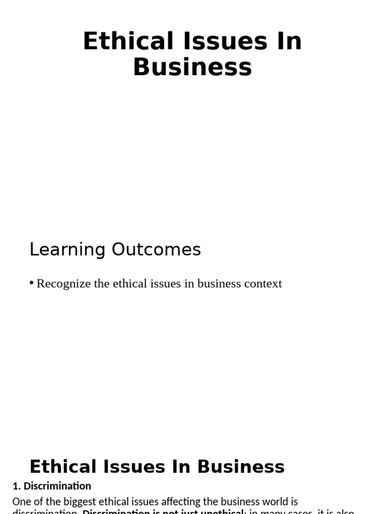 1.2. Ethical Issues in Business | PDF | Business Ethics | Harassment