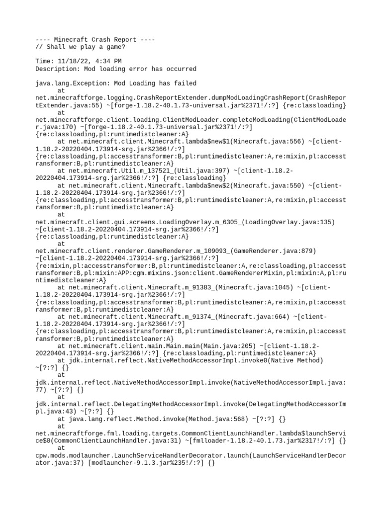 Minecraft Mod Loading Crash Report | PDF | Central Processing Unit | Software