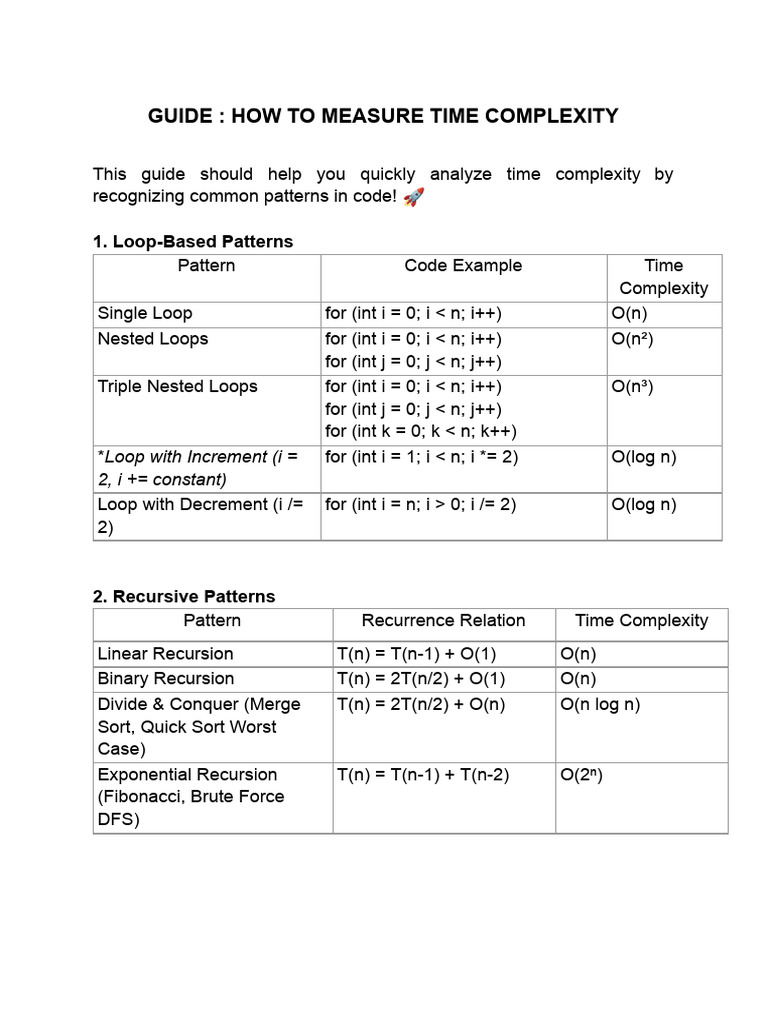Guide - How To Measure Time Complexity | PDF | Time Complexity | Mathematical Relations