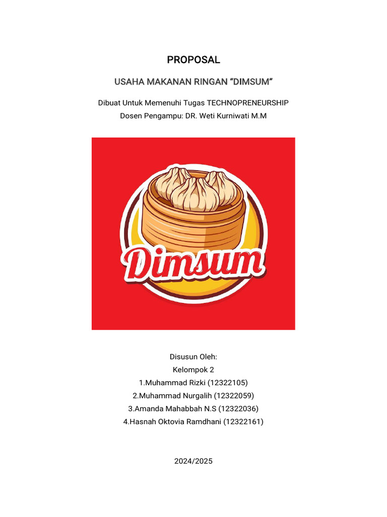Proposal Usaha Dimsum Kreatif 2024 | PDF