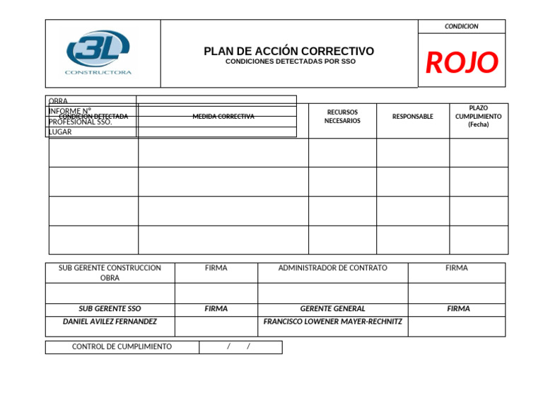 RIV-SGSSO-10.C (PLAN DE ACCION CORRECTIVO ROJO) | PDF