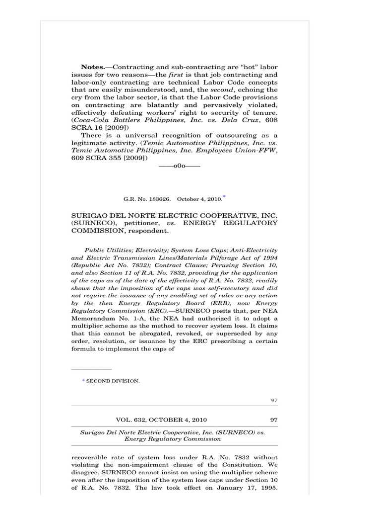 SURNECO vs. ERC: System Loss Caps Explained | PDF | Police Power ...