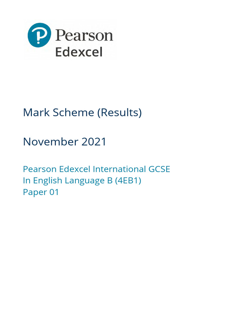November 2021 MS - Paper 1 Edexcel (B) English Language IGCSE | PDF ...