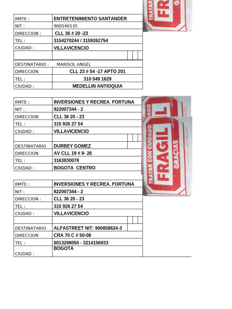 Rótulos de Envío para Destinatarios | PDF