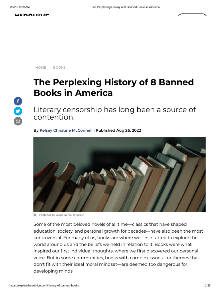 The Perplexing History of 8 Banned Books in America | PDF | To Kill A ...