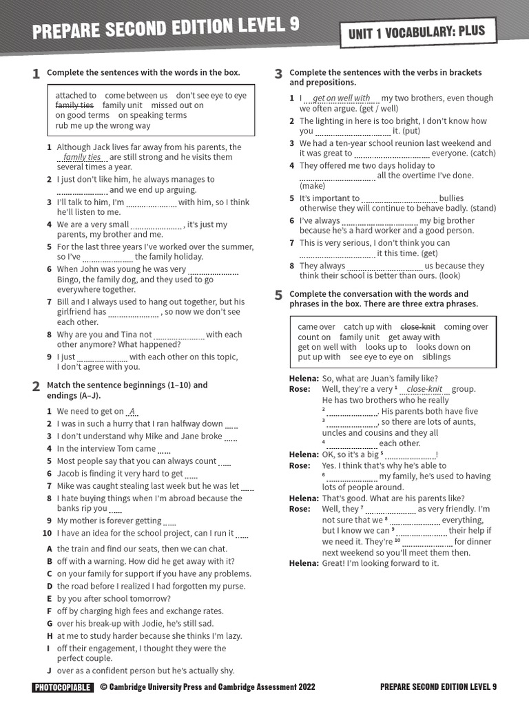 PREPARE L9 Vocabulary Unit 01 Plus | PDF | Linguistics