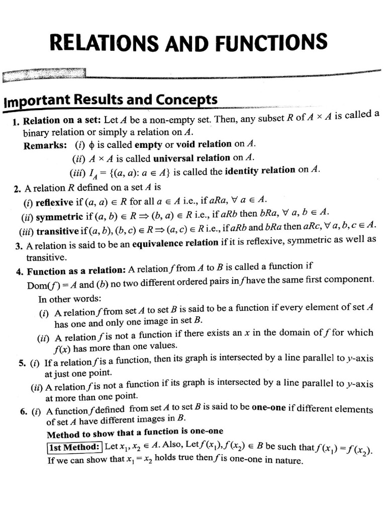 Relations And Functions Part 1 Pdf
