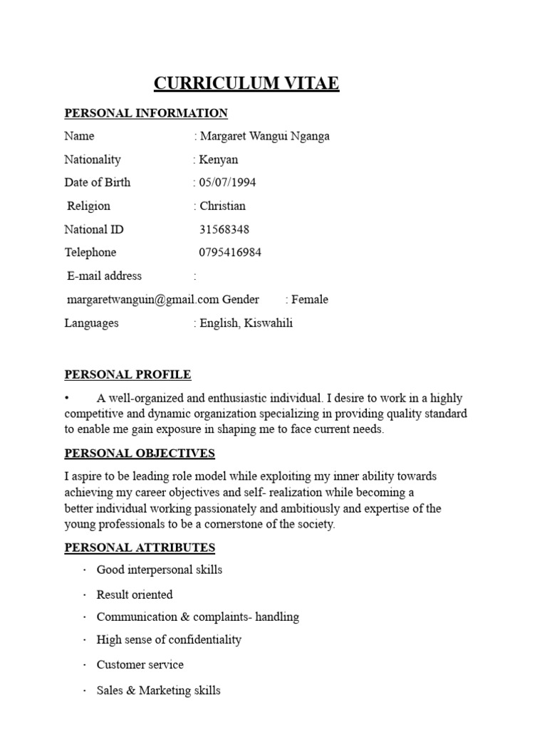 Margaret Wangui CV | PDF
