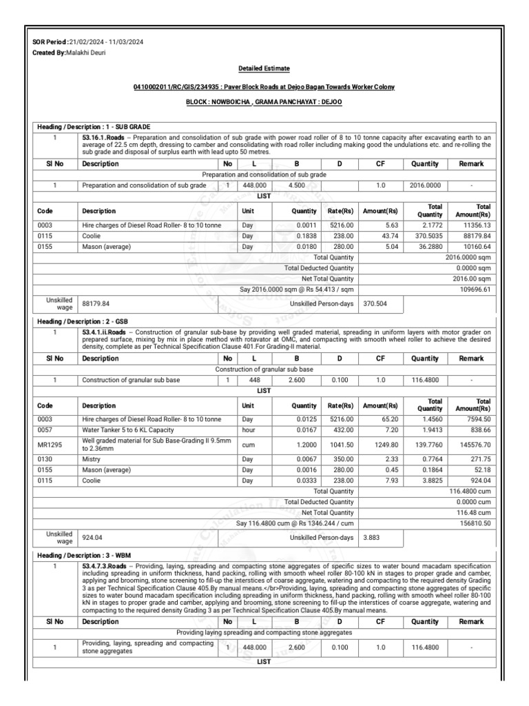 CC Block Estimate No - 2024 - 17822 | PDF | Concrete | Materials