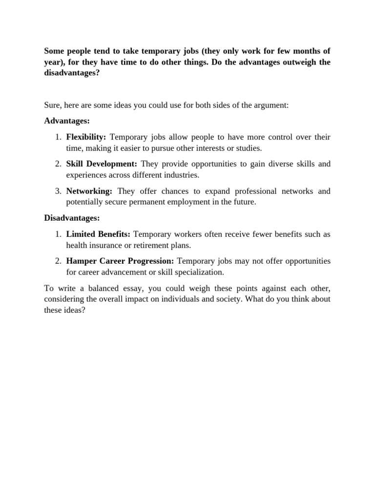 Advantages of Temporary Employment | PDF | Temporary Work | Employee ...