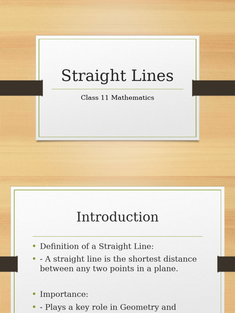 Class 11 Straight Lines Overview | PDF