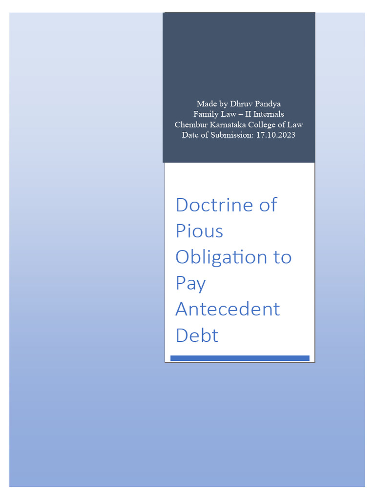 Doctrine of Pious Obligation Explained | PDF | Lawsuit | Debt