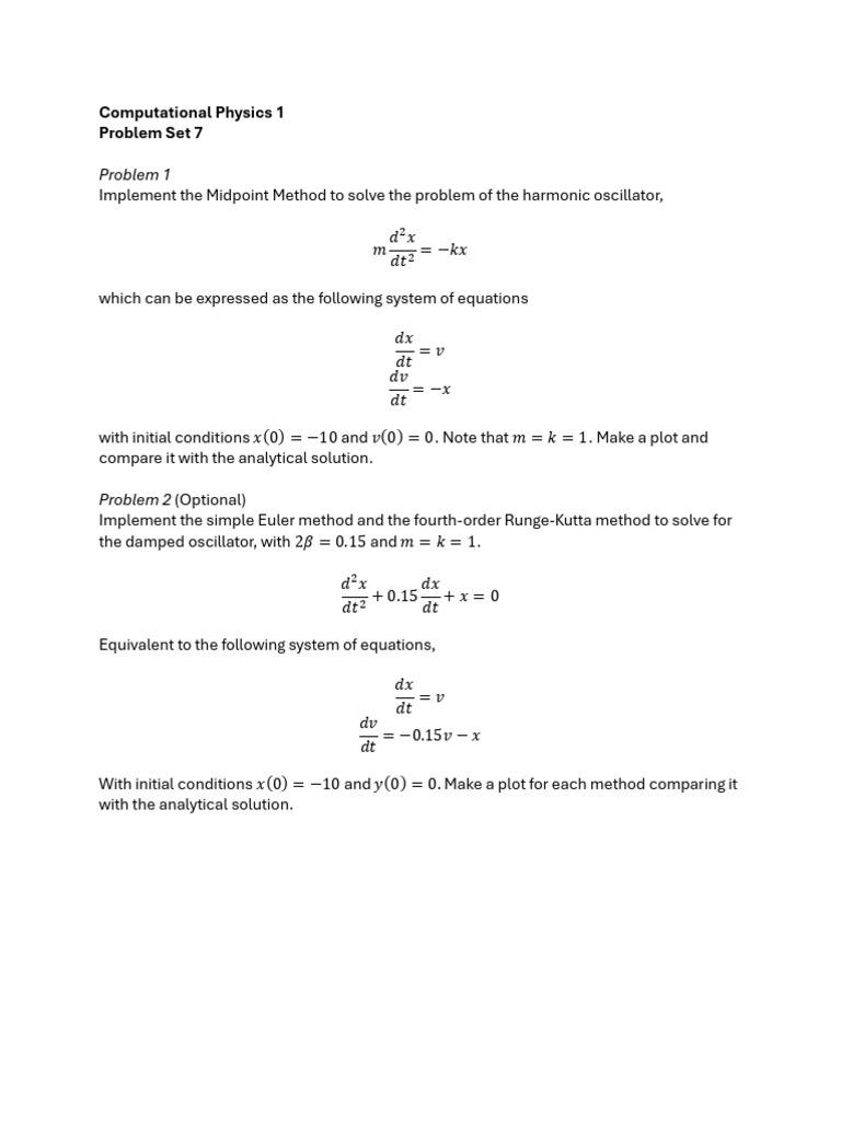 Computational Physics Problem Set | PDF