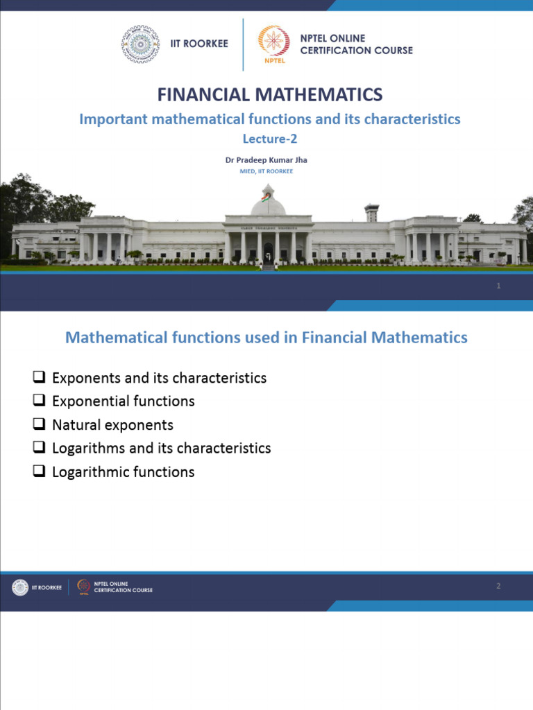 Financial Mathematics Functions Overview | PDF
