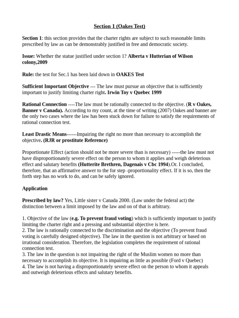 Section 1 Oakes Test | PDF