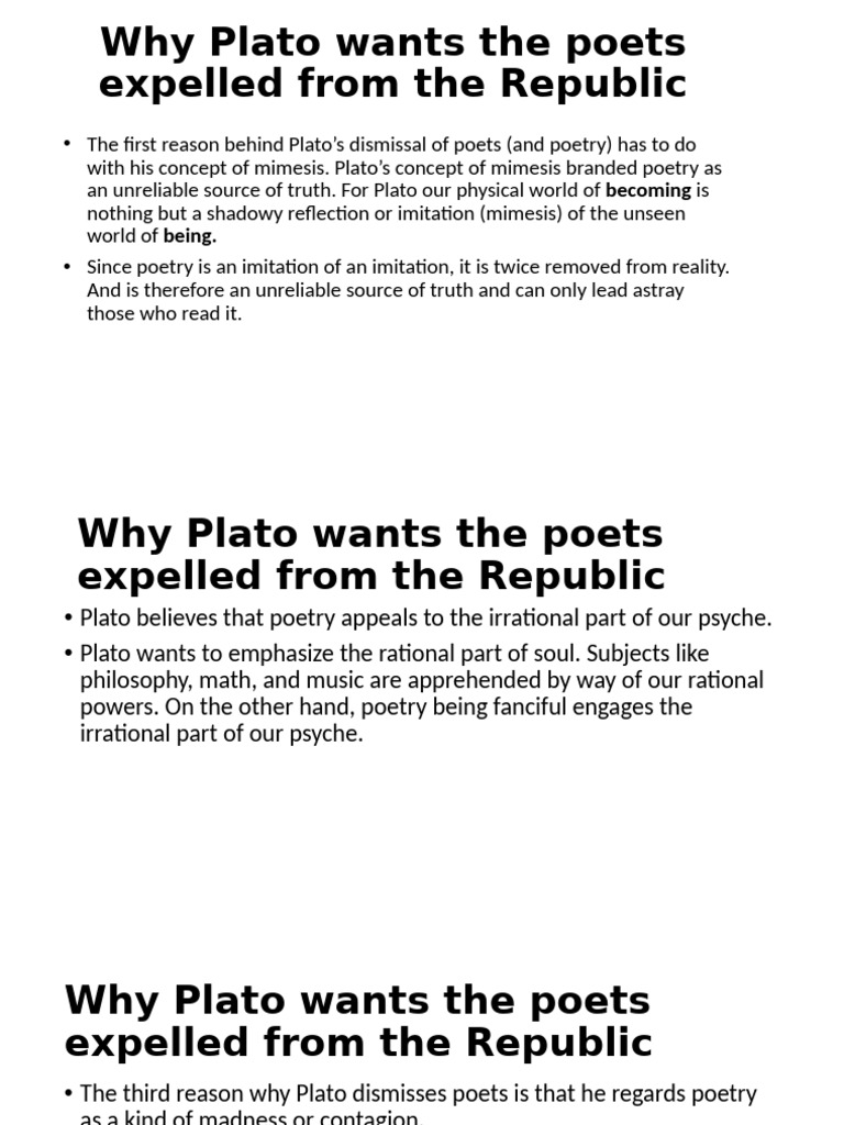 Why Plato Wants The Poets Expelled From The | PDF