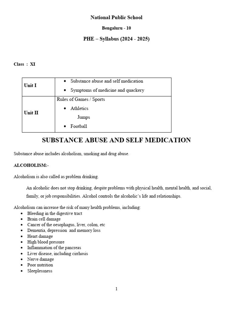 Grade 11 - PHE Notes 2024-25 | PDF | Homeopathy | Smoking