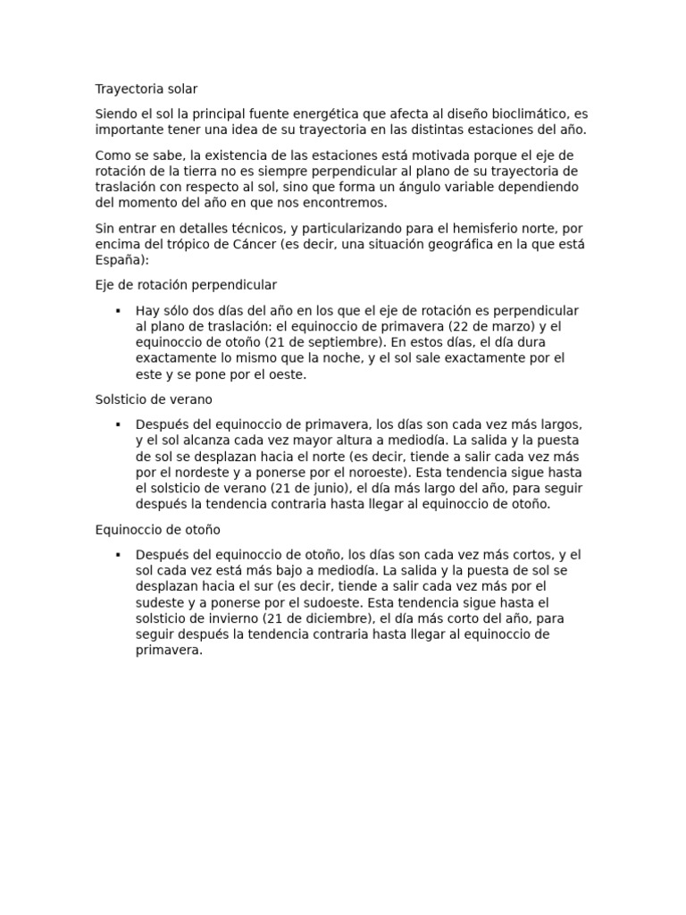 Trayectoria solar y diseño bioclimático | PDF | Clima | Estaciones