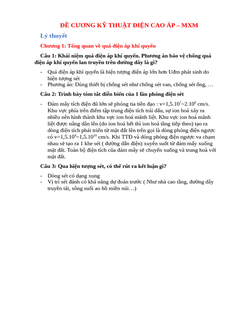 De Cuong Ky Thuat Dien Cao AP | PDF