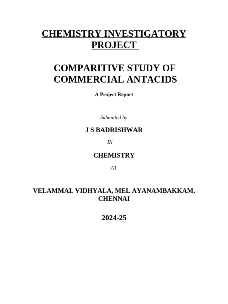 Comparative Study of Antacids | PDF | Acid | Chemical Bond