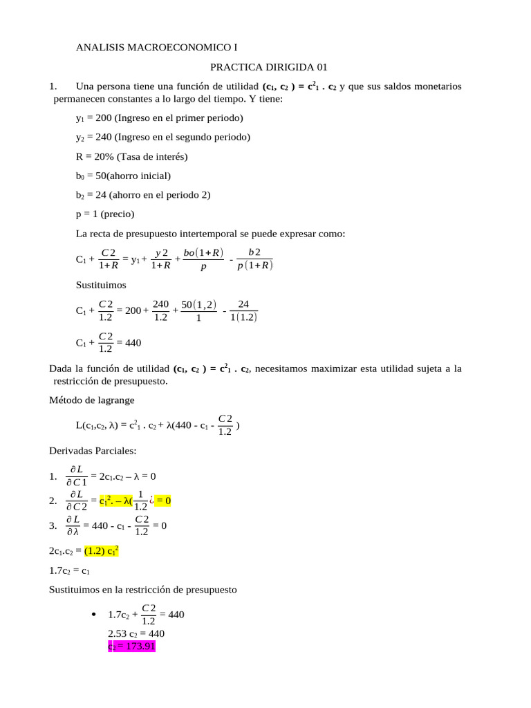 Practica Dirigida 01 | PDF | Economias | Ciencias económicas