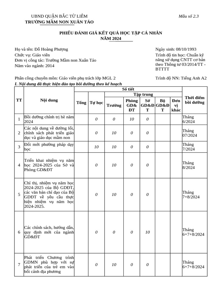 Phuong - BC KHHT - 11.2024 | PDF
